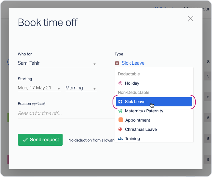 Sick Leave - recording and reporting – Timetastic - Help Centre and ...