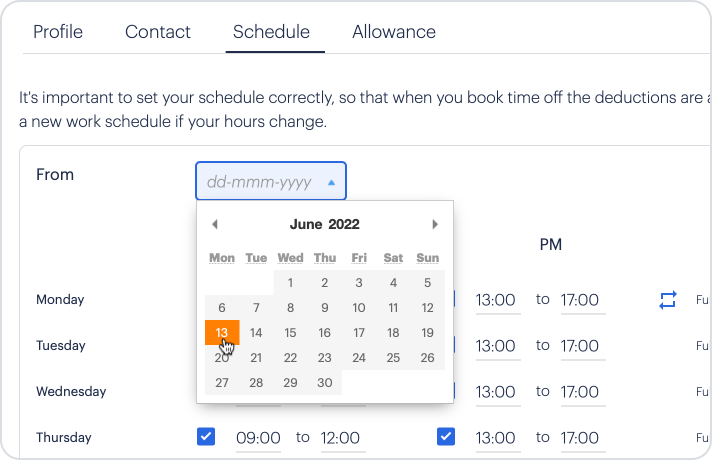 Setting your users working schedule – Timetastic - Help Centre and ...